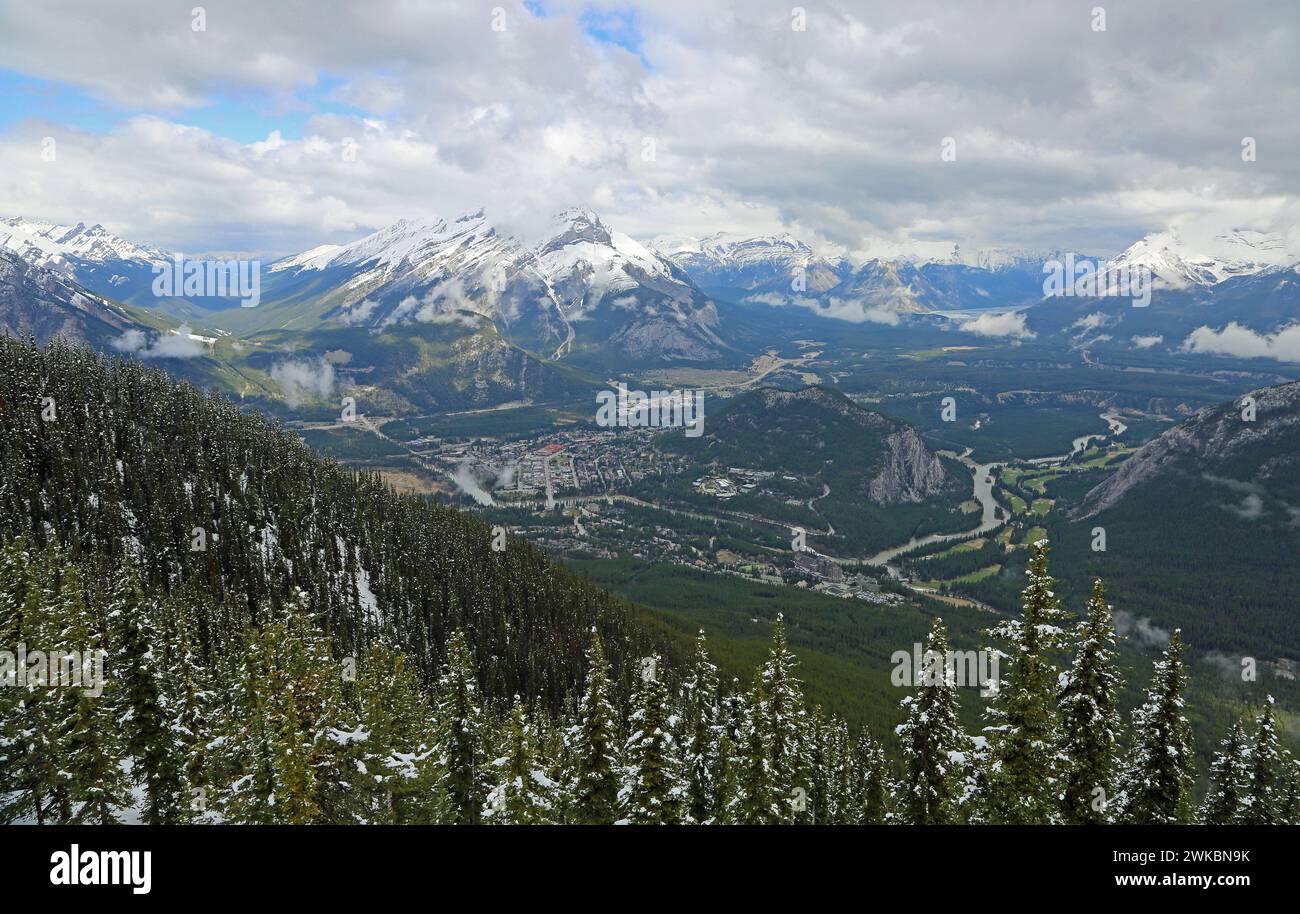 View at Banff and Bow River Valley - Banff National Park, Canada Stock ...