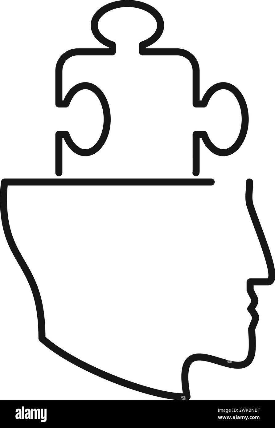 Memory puzzle think icon outline vector. Care lost creative. Solitary ...