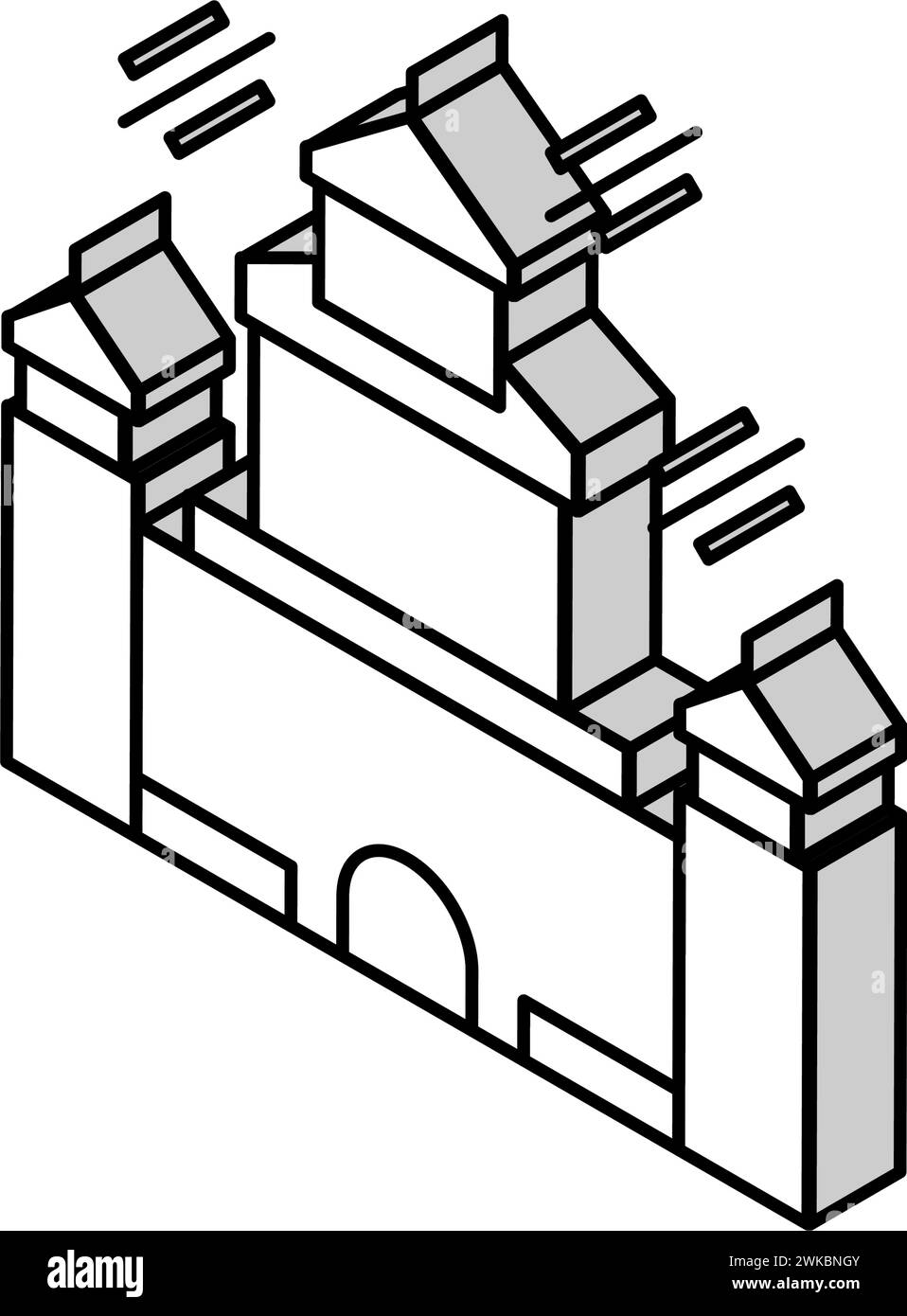 carnival castle amusement park isometric icon vector illustration Stock ...