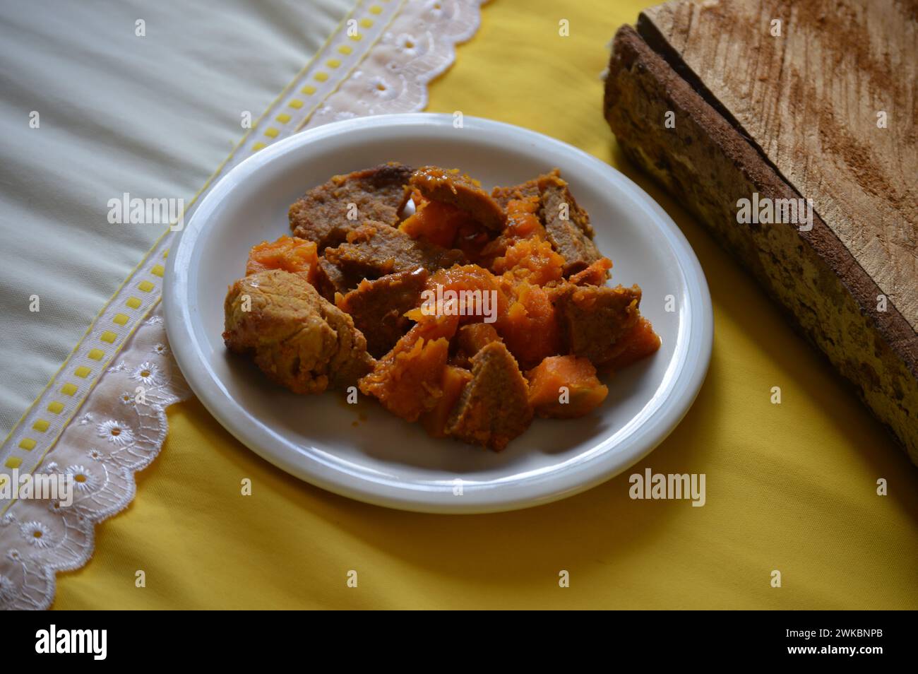 Pumpkin with meat, a delicacy of Brazilian cuisine also called jabá ...