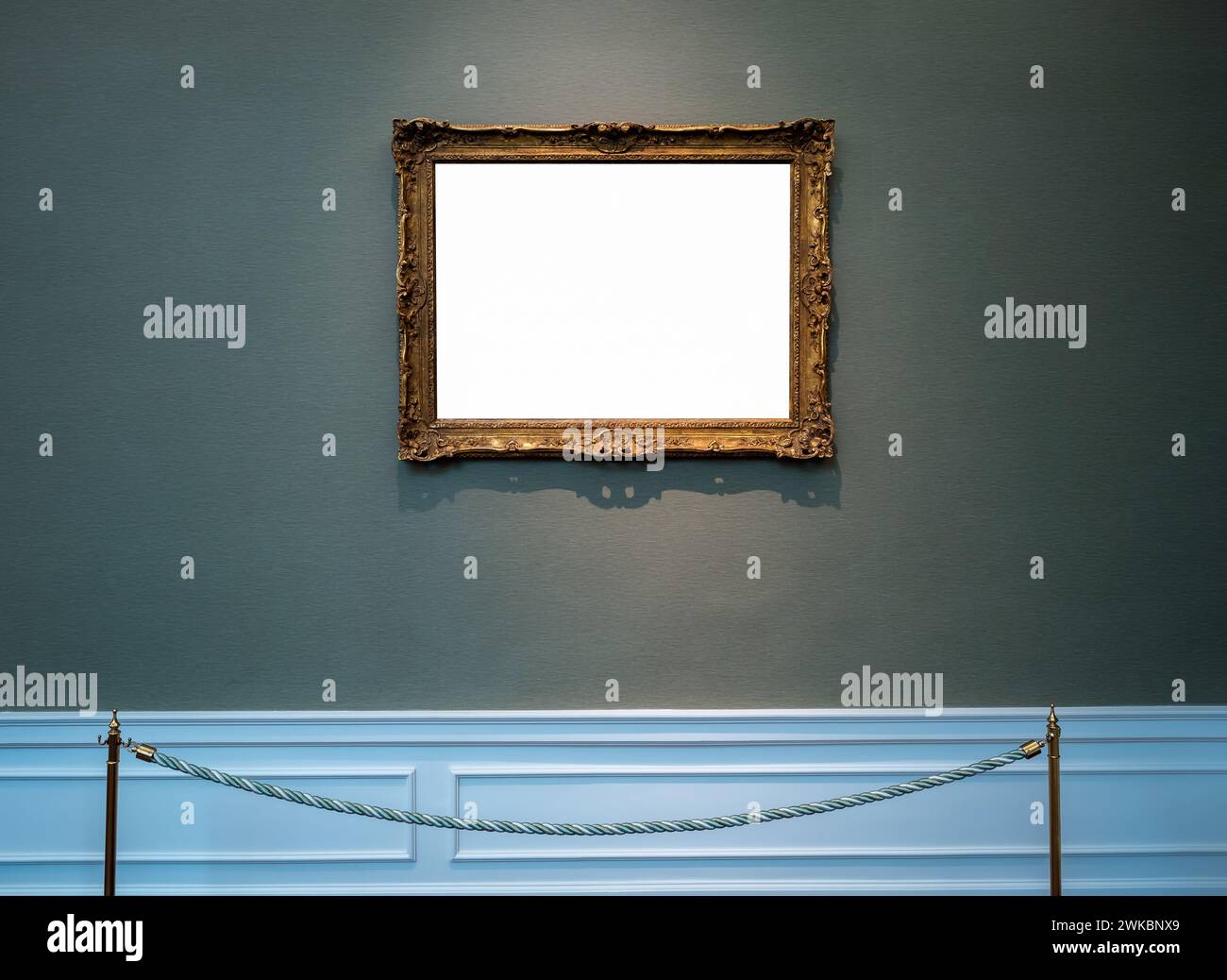 Mockup white blank space in classic gold wooden square louise style ...