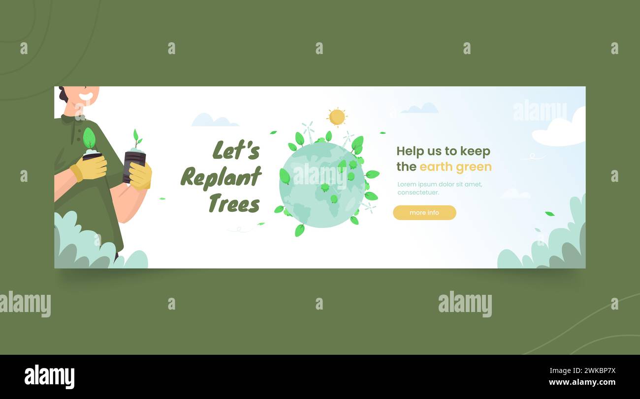 Go green with replant trees campaign on banner design Stock Vector ...