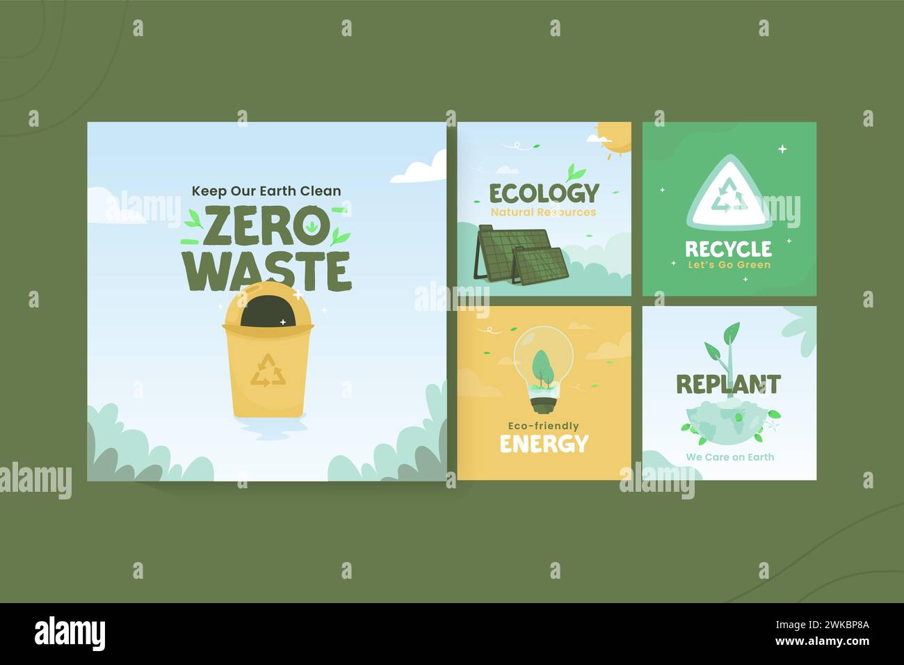 Environmental care movement on social media post set Stock Vector Image ...