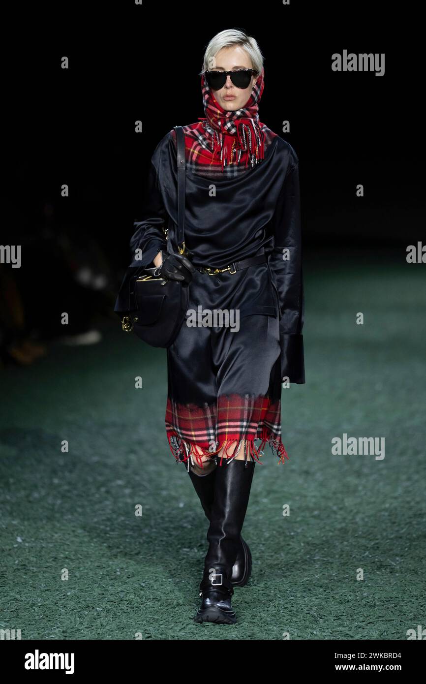 Edie Campbell wears a creation for the Burberry Winter 2024 fashion ...
