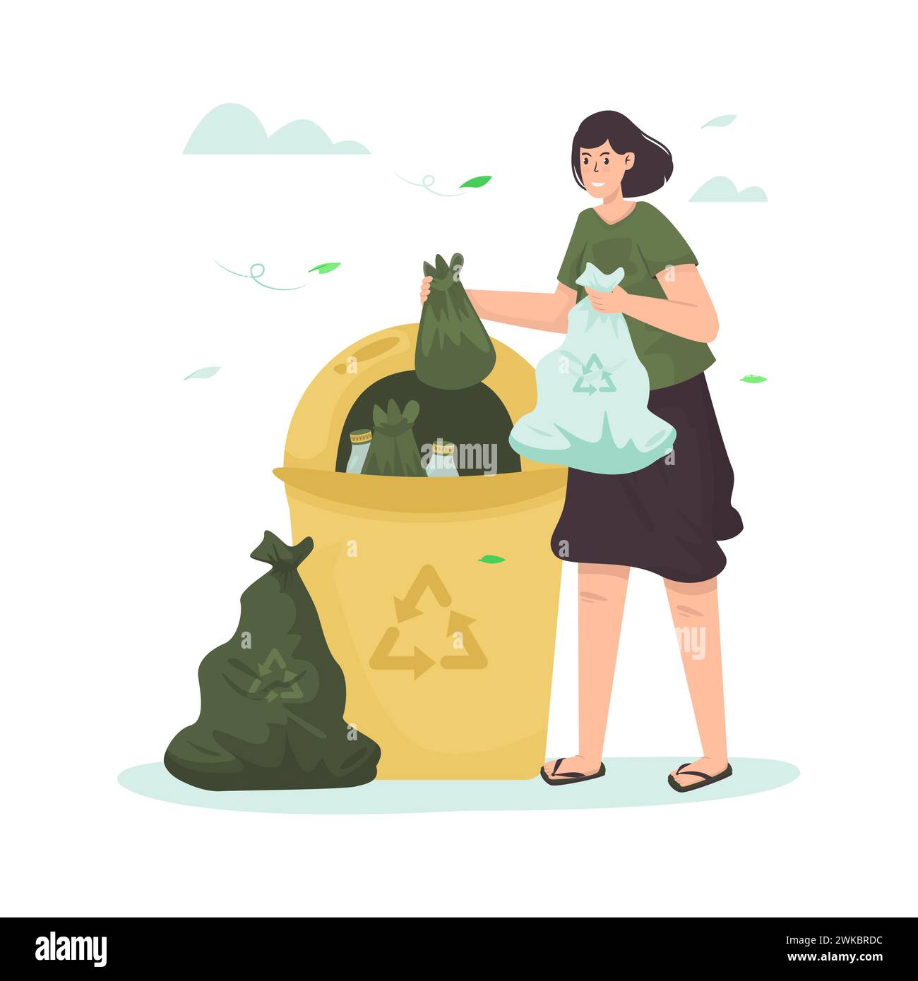 Throw garbage in the right place flat illustration Stock Vector Image ...