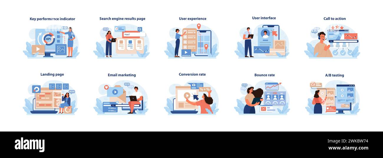 Digital Marketing Essentials Vector Illustrations. Engaging visuals ...