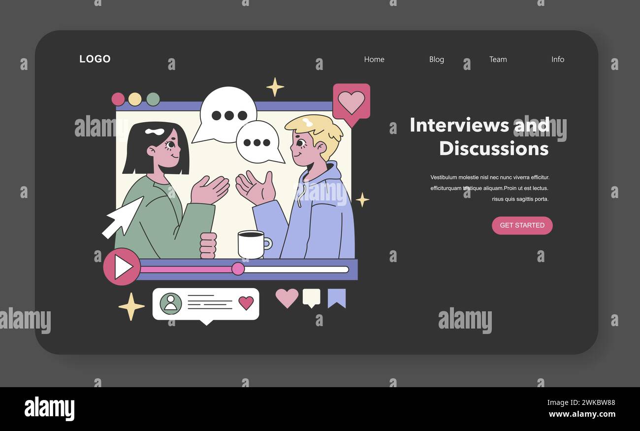 Interviews and Discussions concept. Two people engaged in a thoughtful ...