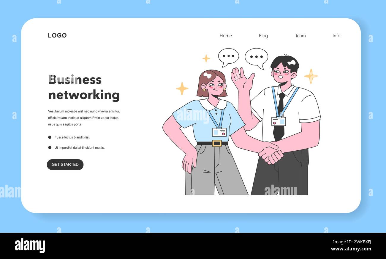 Professional networking concept. Two colleagues shaking hands, building ...