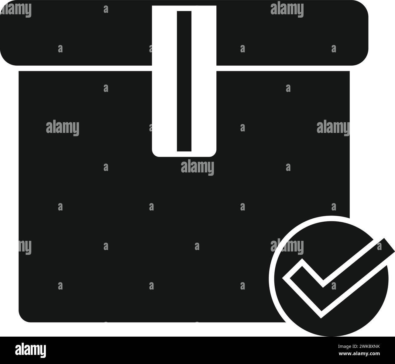 Approved parcel icon simple vector. Courier ship. Shipment food import ...