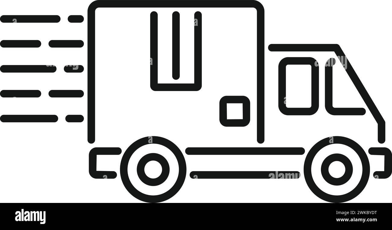 Truck delivery icon outline vector. Container delivery. Export deliver ...