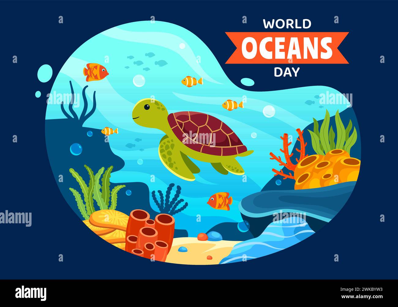World Oceans Day Vector Illustration to Help Protect and Conserve Ocean ...