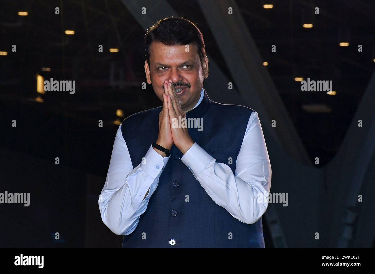 Deputy Chief Minister of Maharashtra, Devendra Fadnavis greets the ...