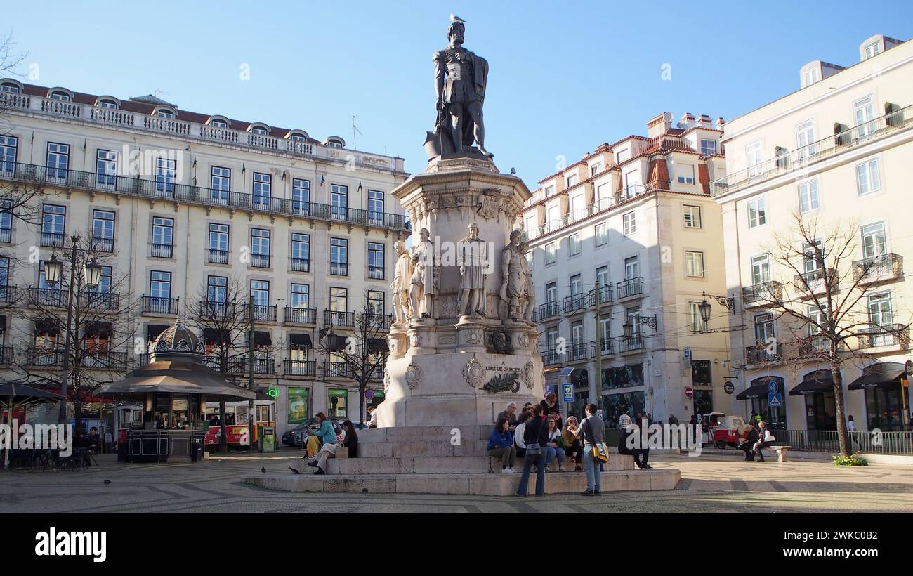 Camoes Monument, unveiled in 1867, located in Luis de Camoes Square in ...