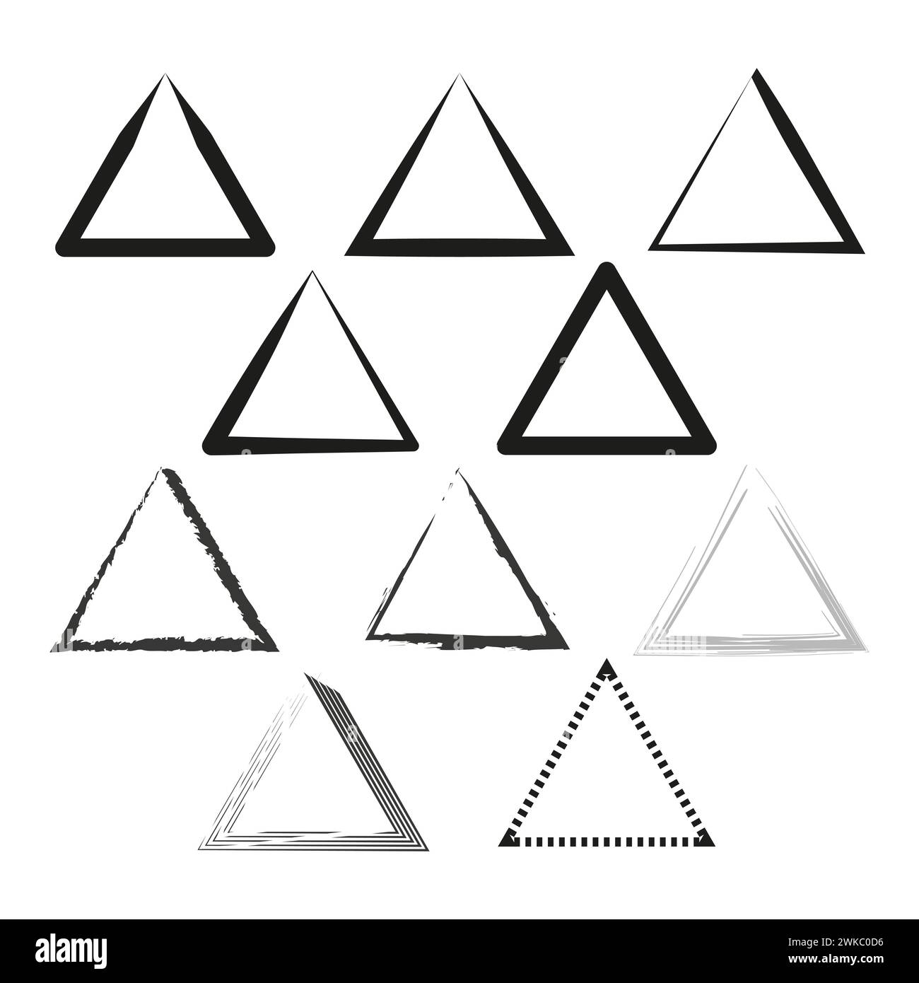 Assorted triangles in clean and brush stroke styles. Sharp geometric ...
