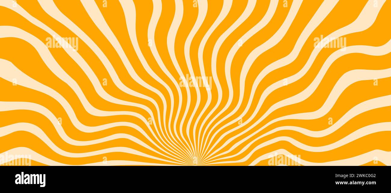 Orange yellow trippy burst line background. Psychedelic wave stripe ...