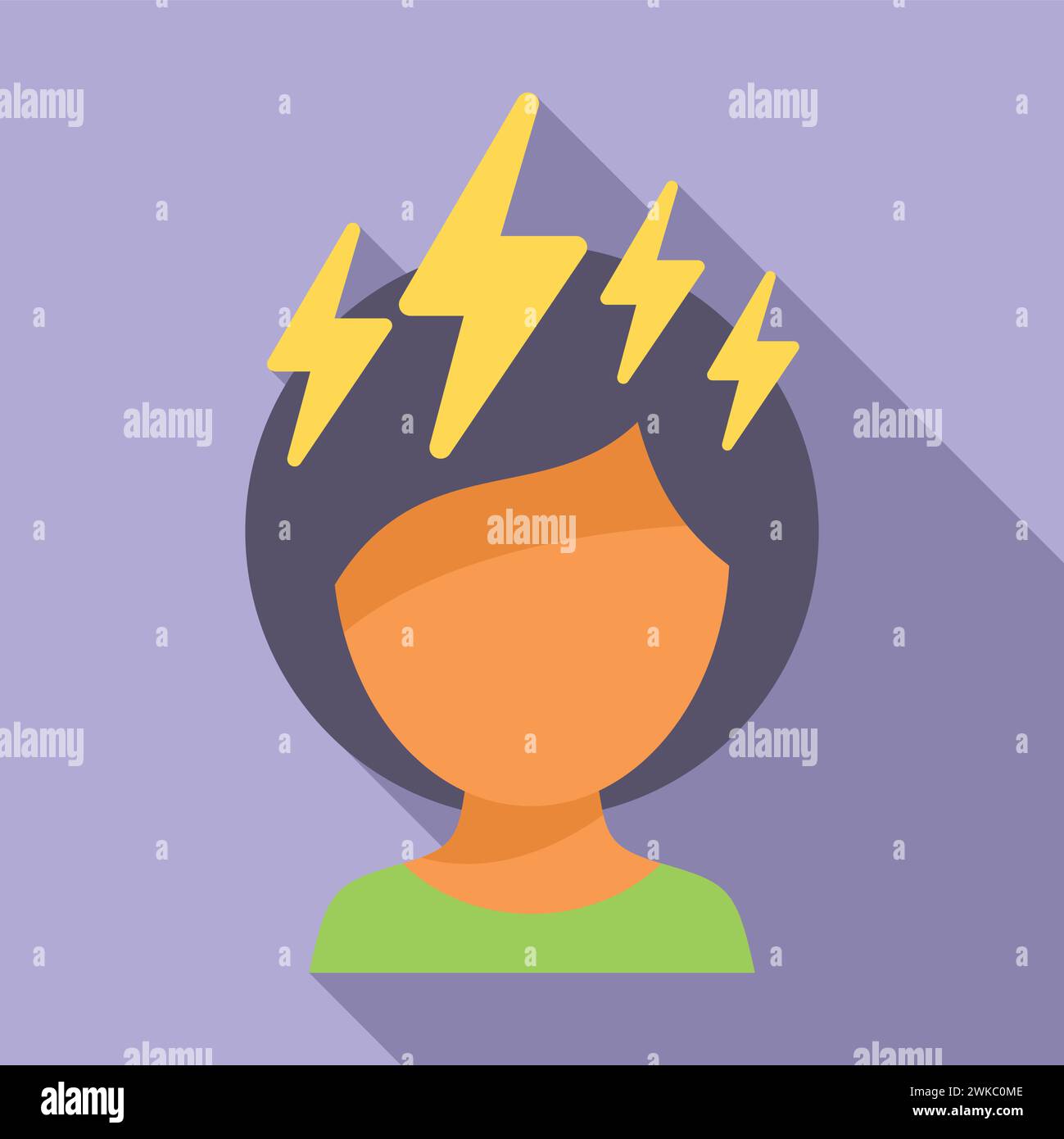 Brain problem icon flat vector. Head sick expression. Human sick Stock ...