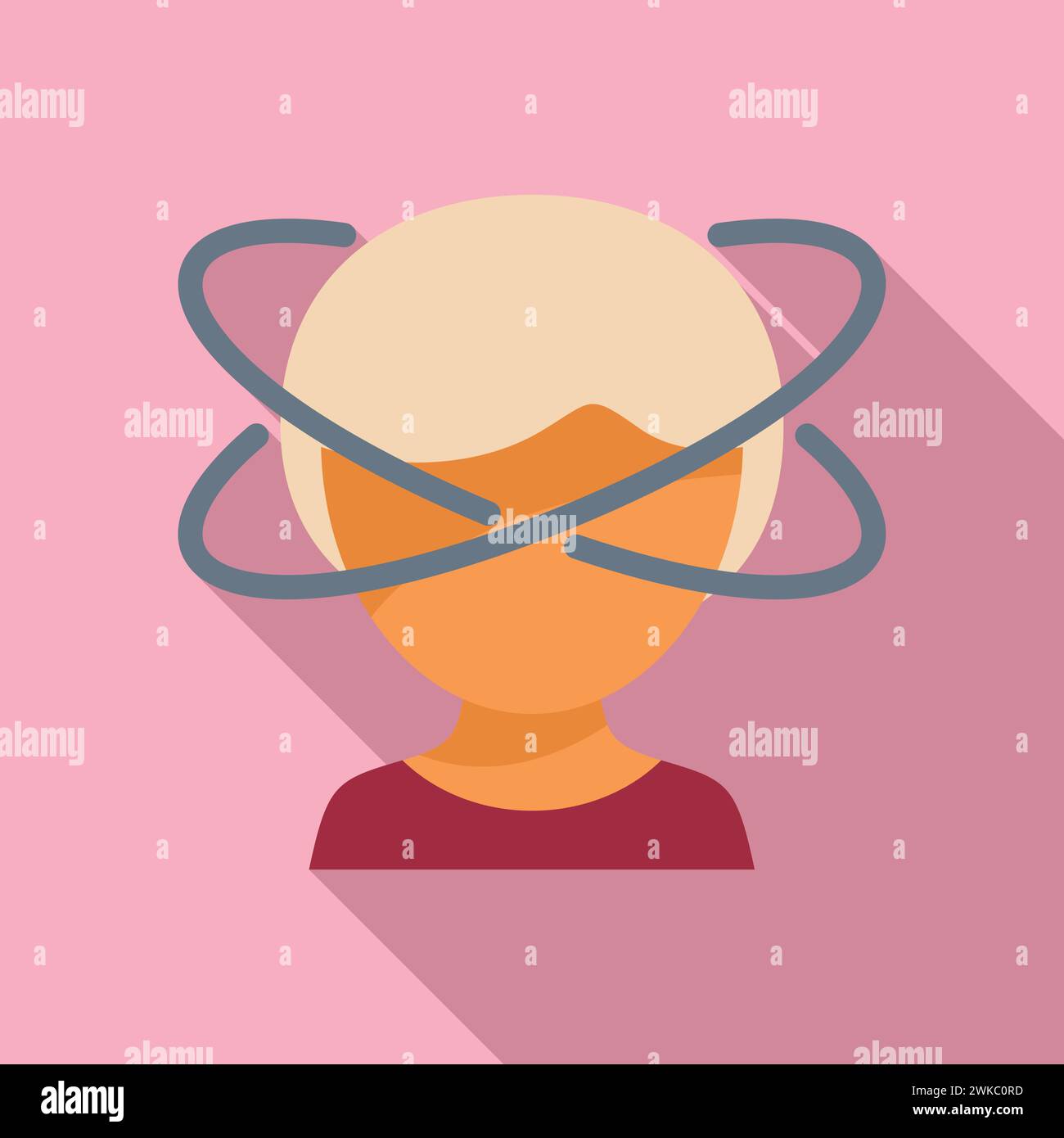 Balance dizziness icon flat vector. Head face human. Medical stars pain ...