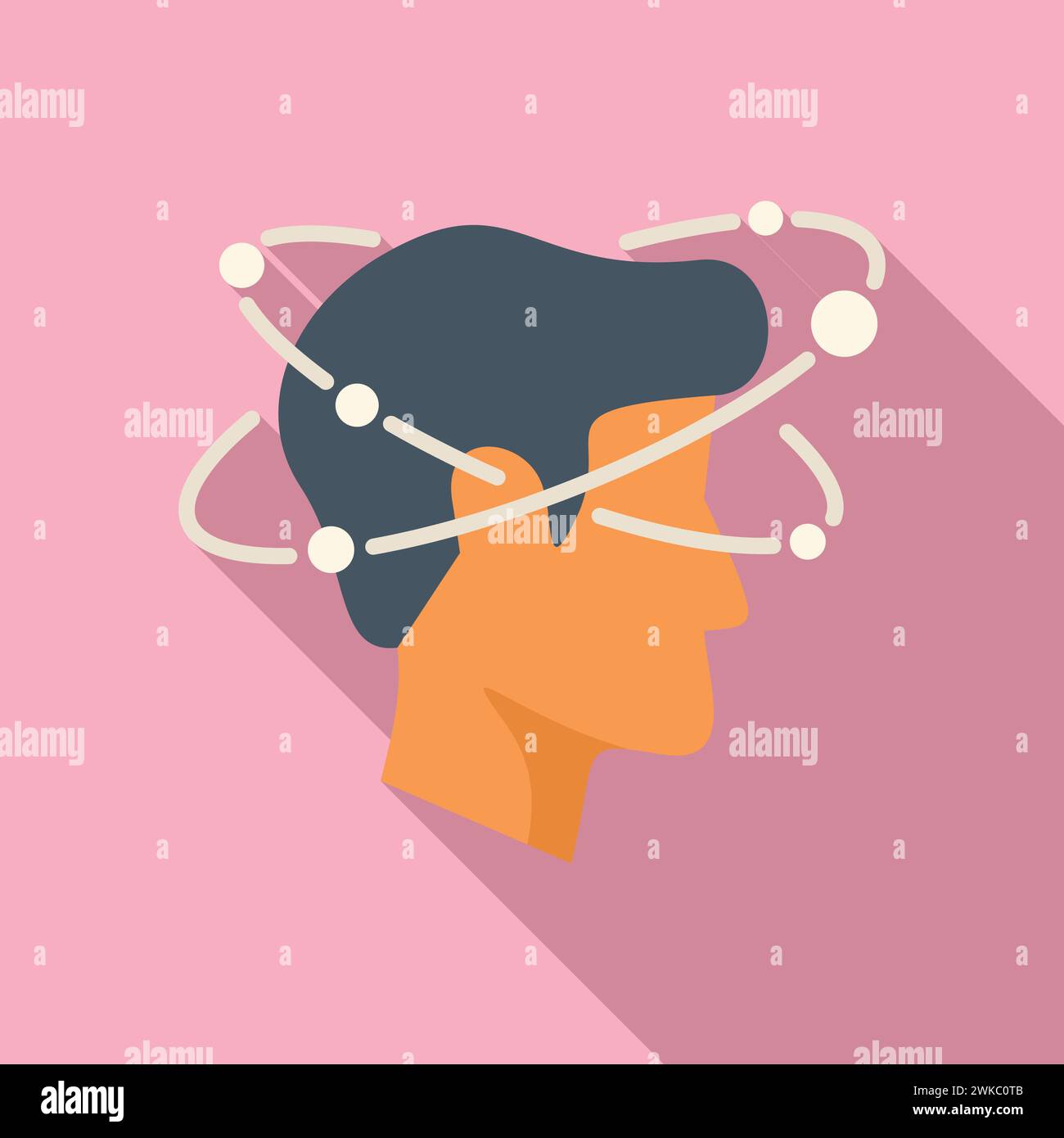 Headache problem icon flat vector. Sick disorder. Human spiral health ...