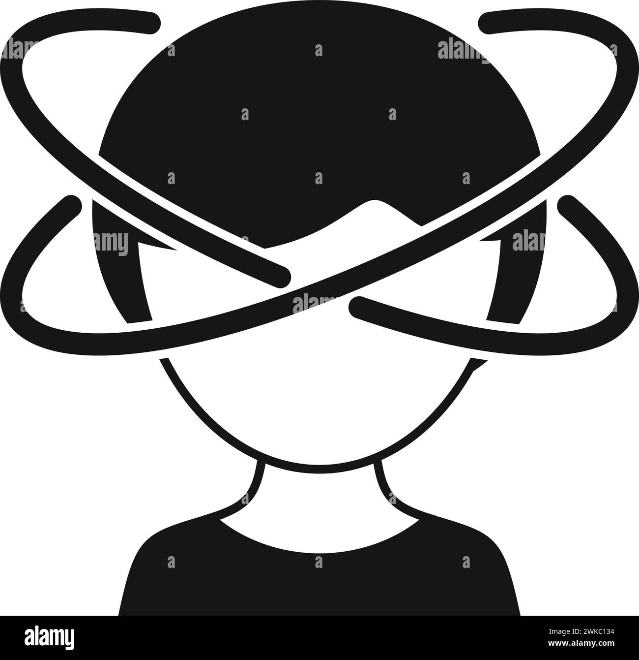 Balance dizziness icon simple vector. Head face human. Medical stars ...