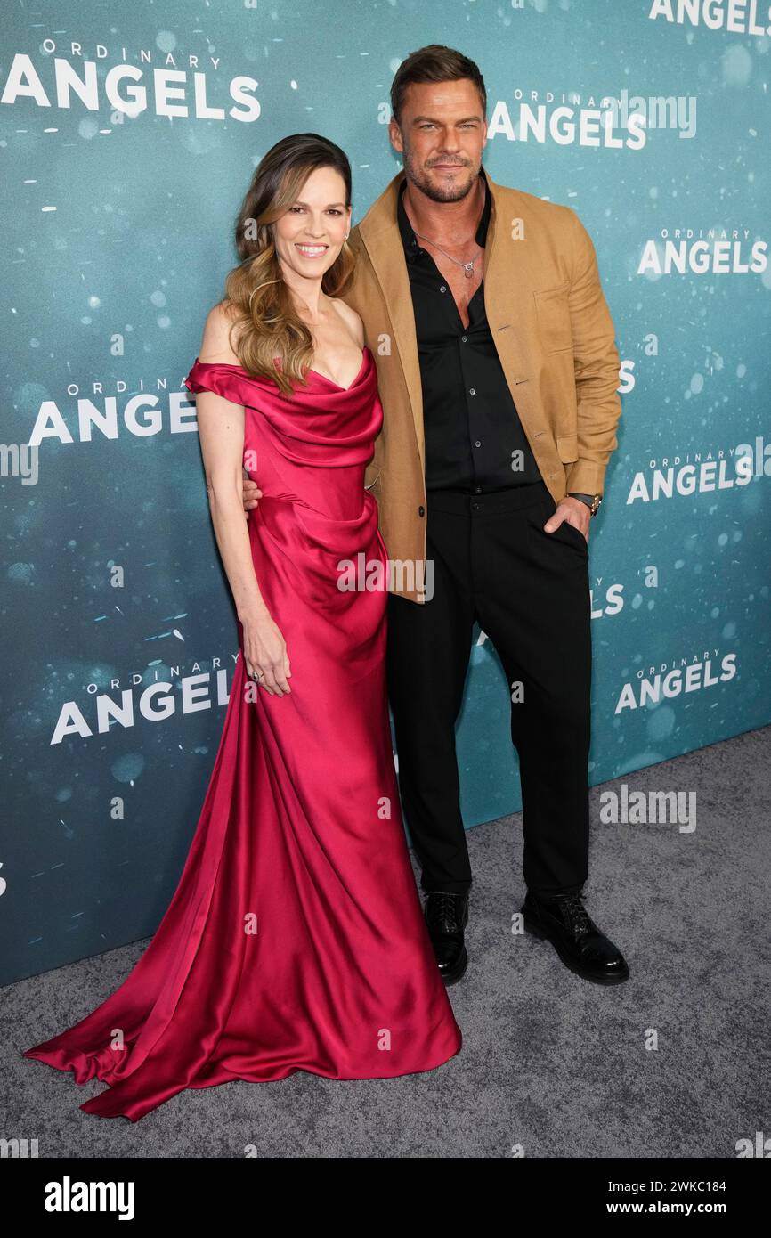 Hilary Swank and Alan Ritchson attend the "Ordinary Angels" premiere at the SVA Theatre on ...