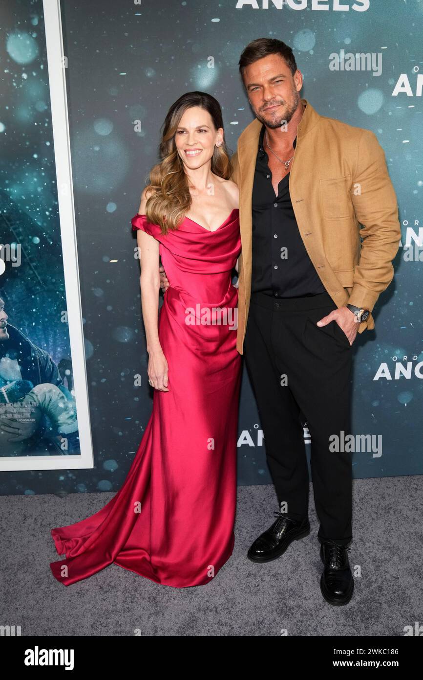 Hilary Swank and Alan Ritchson attend the "Ordinary Angels" premiere at the SVA Theatre on ...