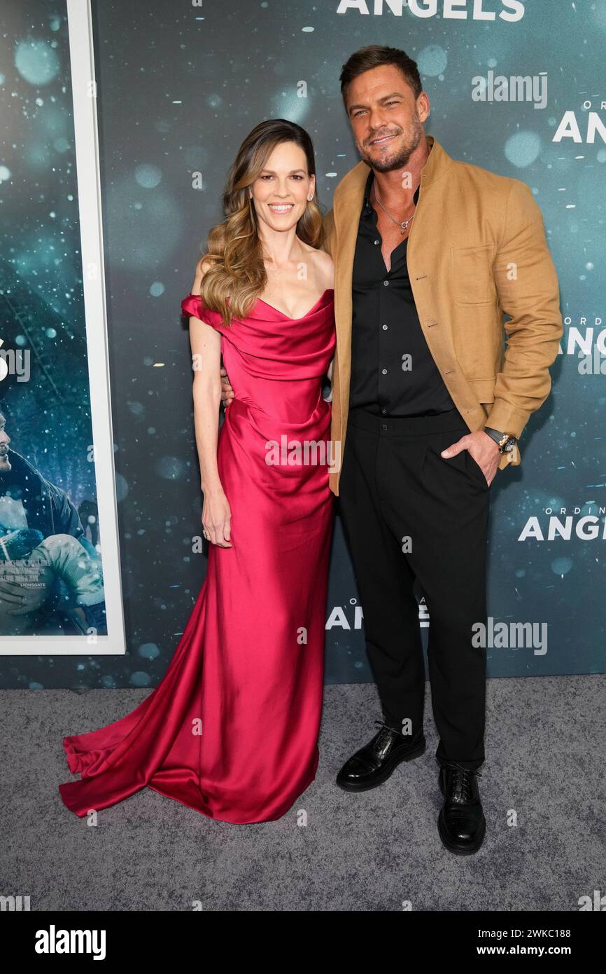 Hilary Swank and Alan Ritchson attend the "Ordinary Angels" premiere at the SVA Theatre on ...