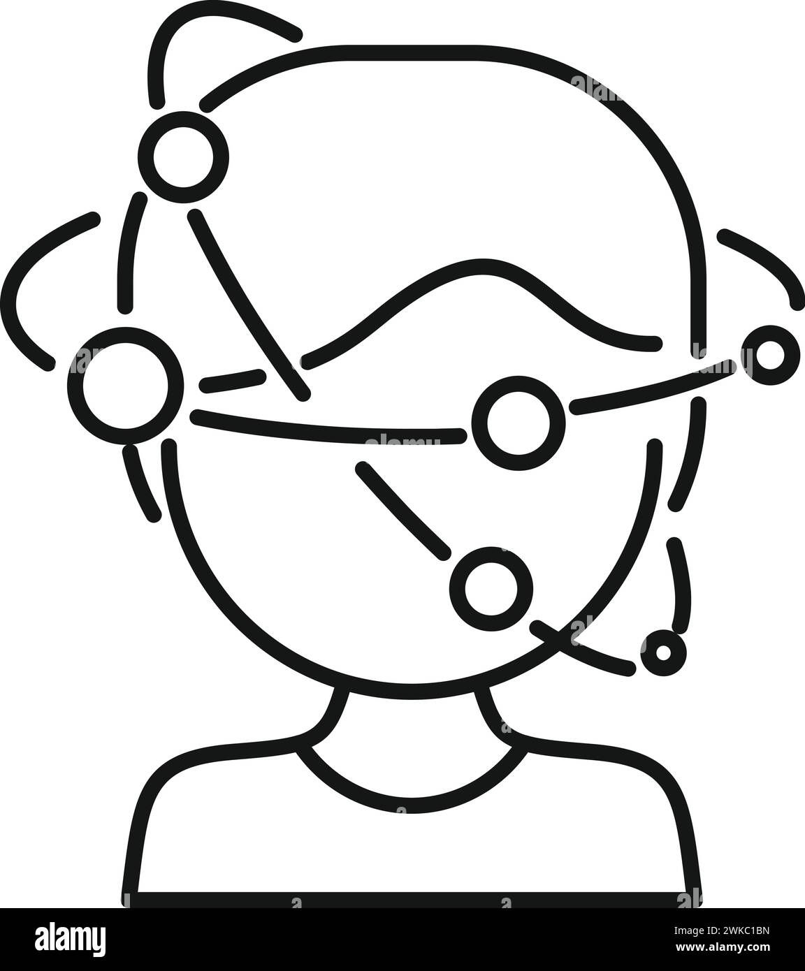 Orbital headache icon outline vector. Drunk patient. Human problem sick ...