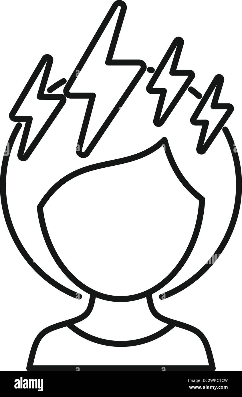 Brain problem icon outline vector. Head sick expression. Human sick ...