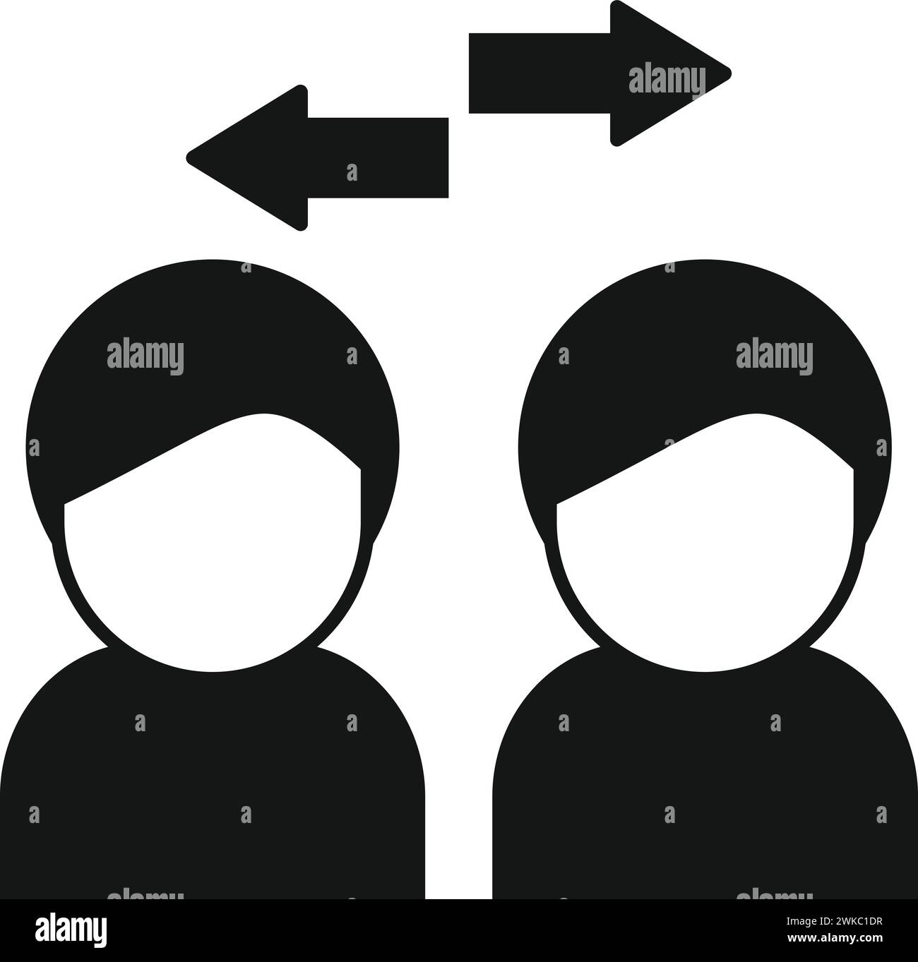 Person risk distance icon simple vector. Shake social handle. People ...