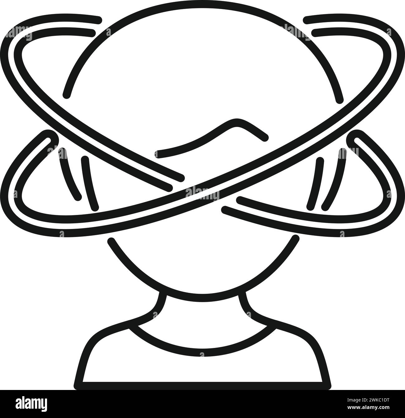 Balance dizziness icon outline vector. Head face human. Medical stars ...