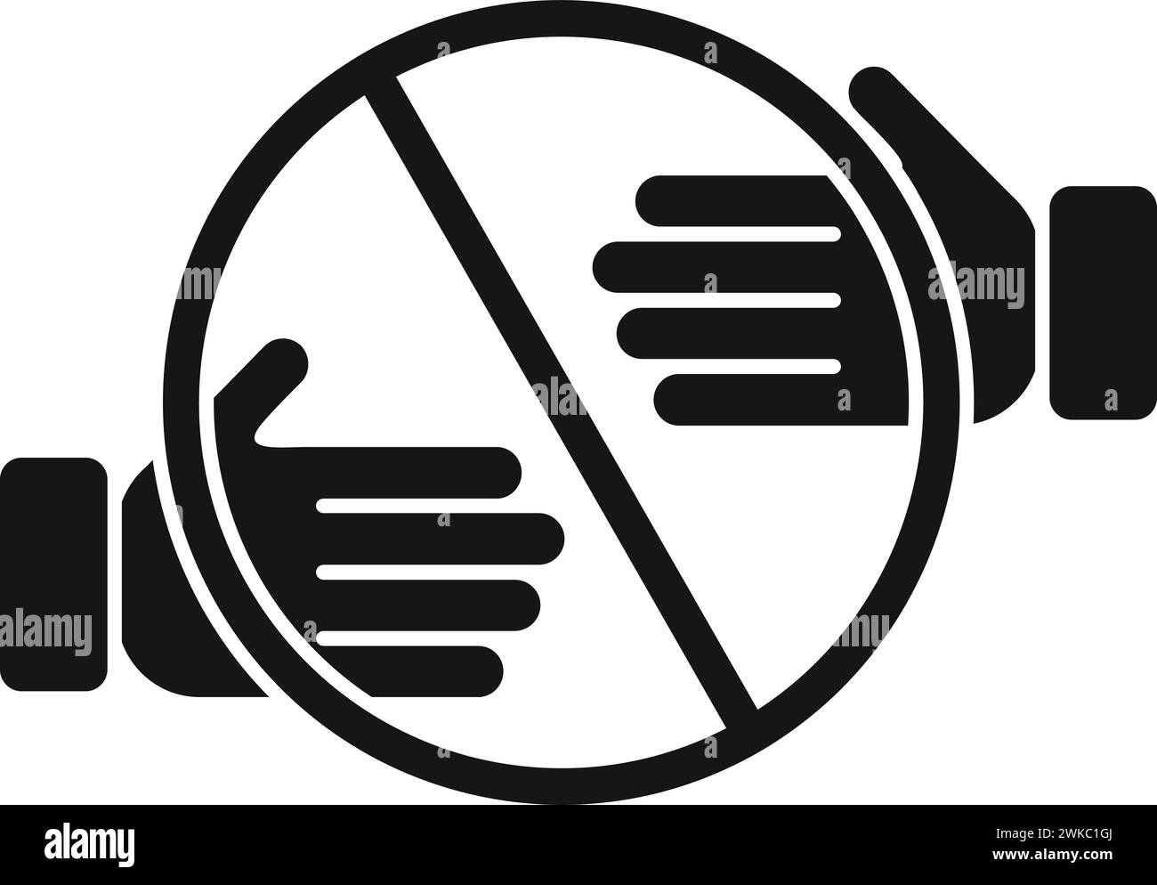 Avoid hands contact icon simple vector. Handle social distance. Risk ...