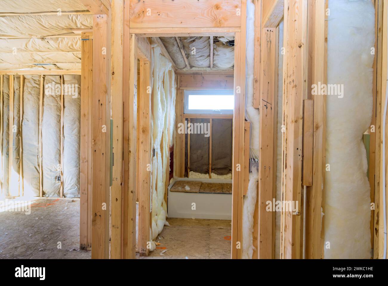 New residential building's insulation wall is in process of being ...
