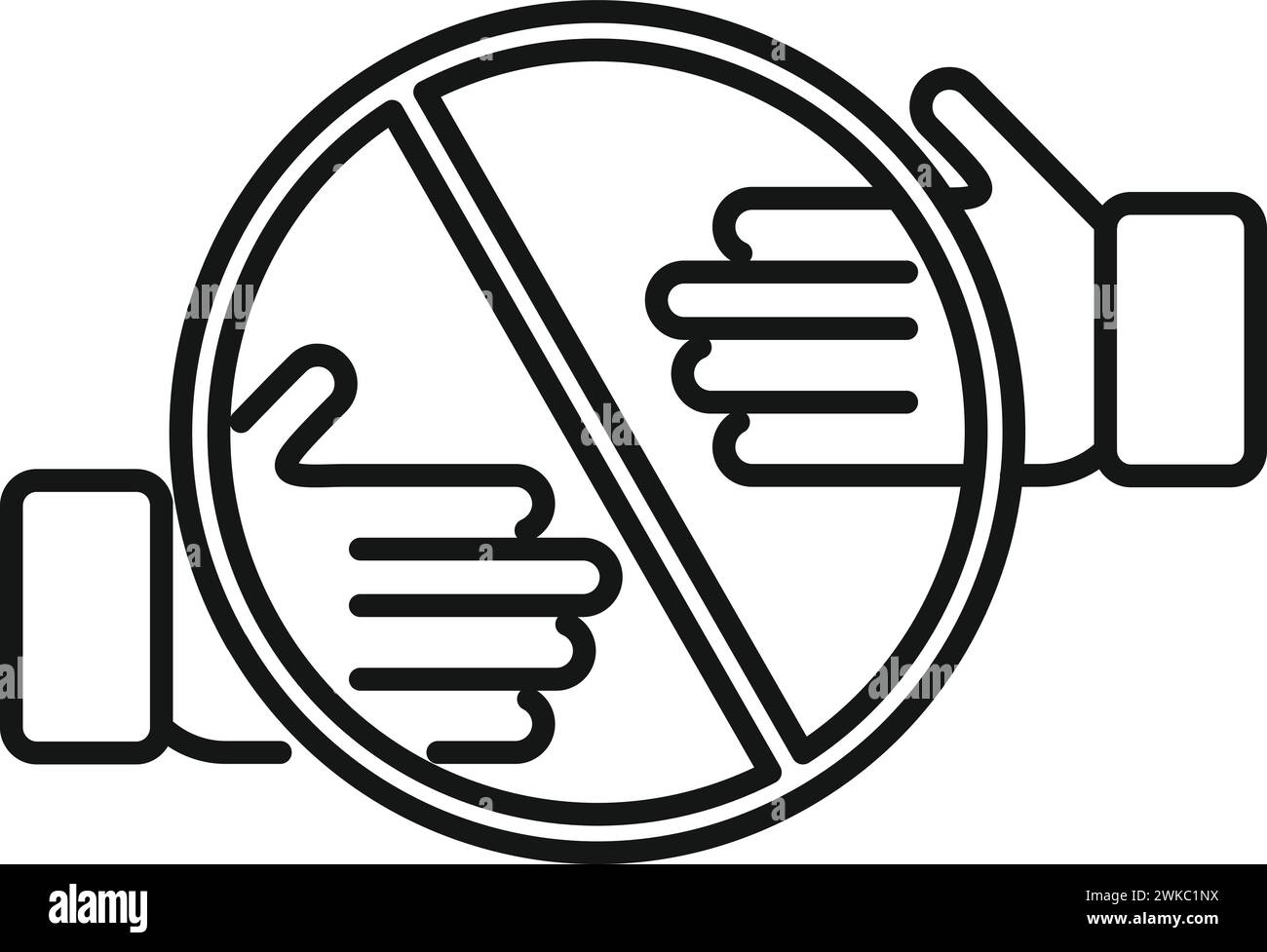 Avoid hands contact icon outline vector. Handle social distance. Risk ...