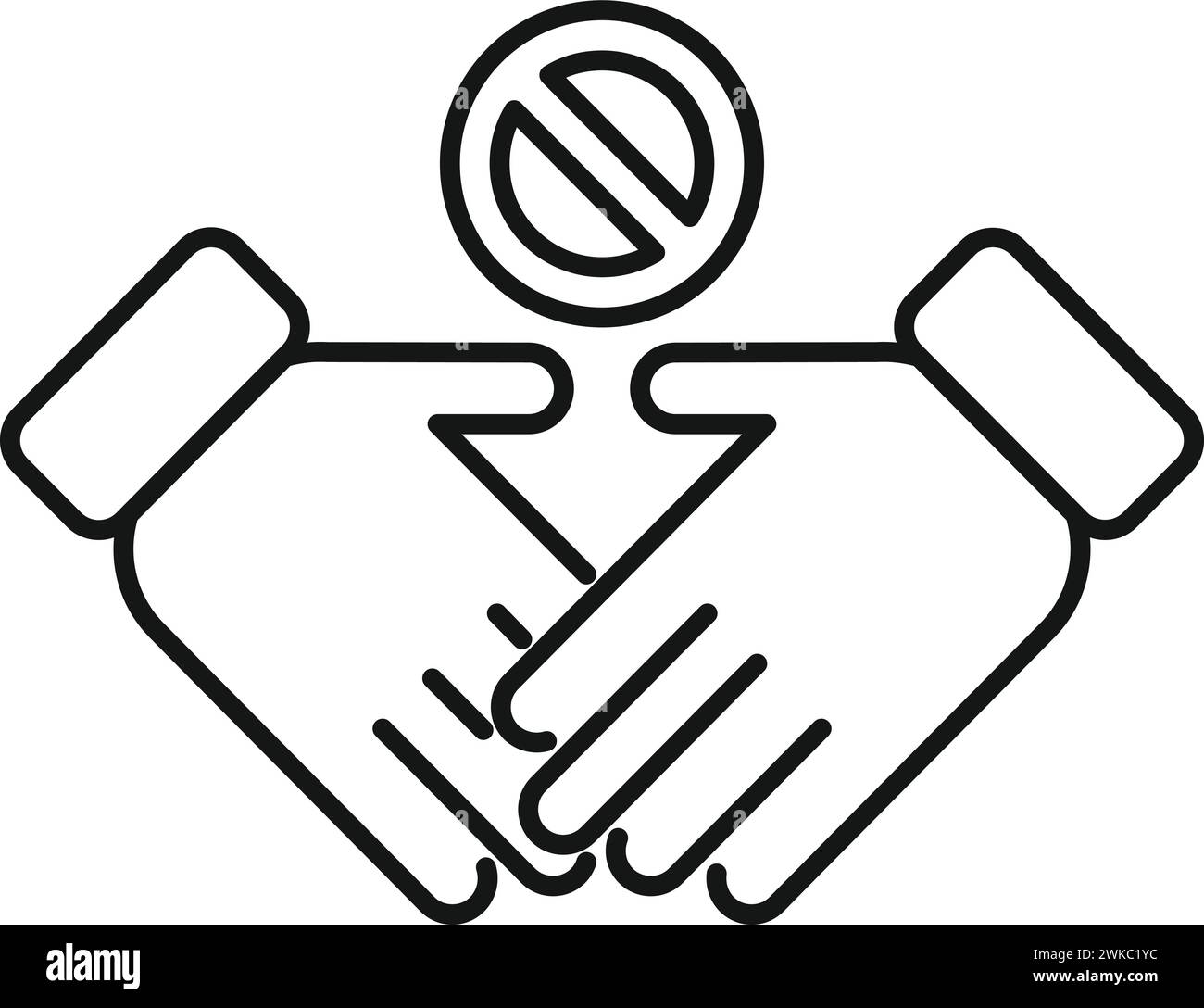 Do not touch hand shake icon outline vector. Avoid contact. People ...