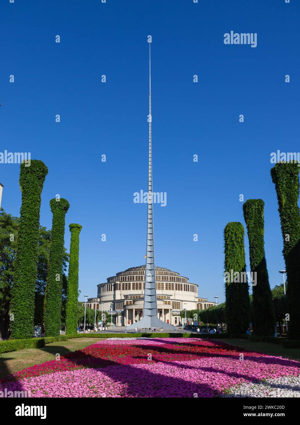 Wroclaw, Poland. Iglica monument in front of Hala Stulecia. View in ...