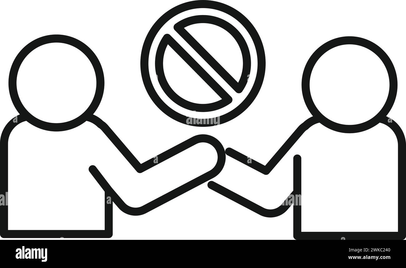 Do not touch person icon outline vector. Tactile care precaution. Avoid ...