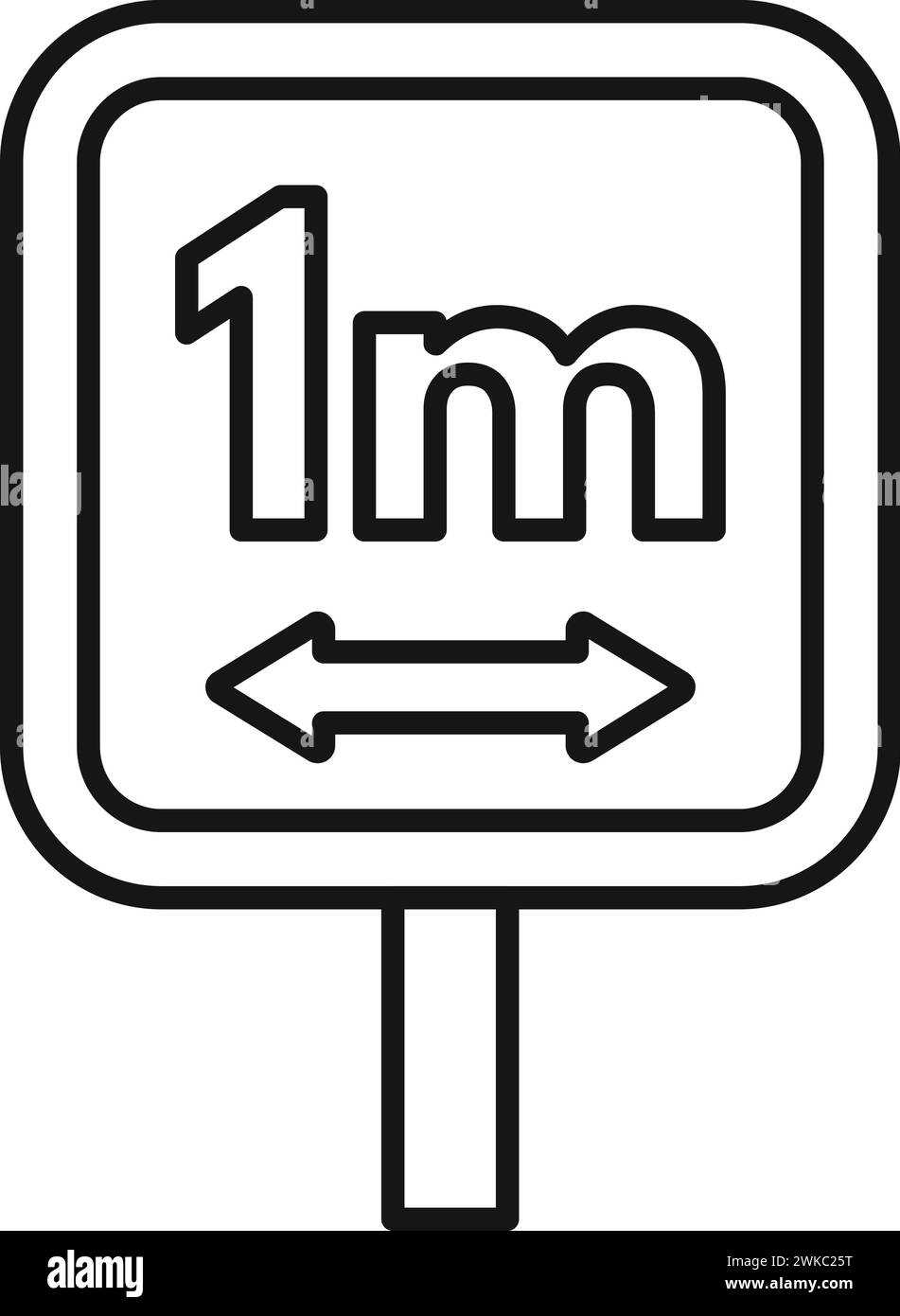 One meter distance icon outline vector. Avoid contact. Social warning ...