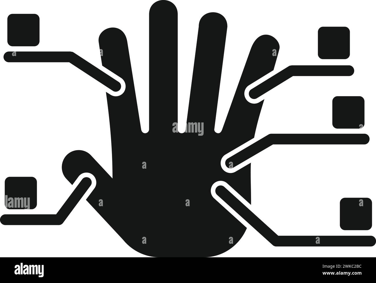 Signature palm scanning icon simple vector. Board code. Face id connect ...