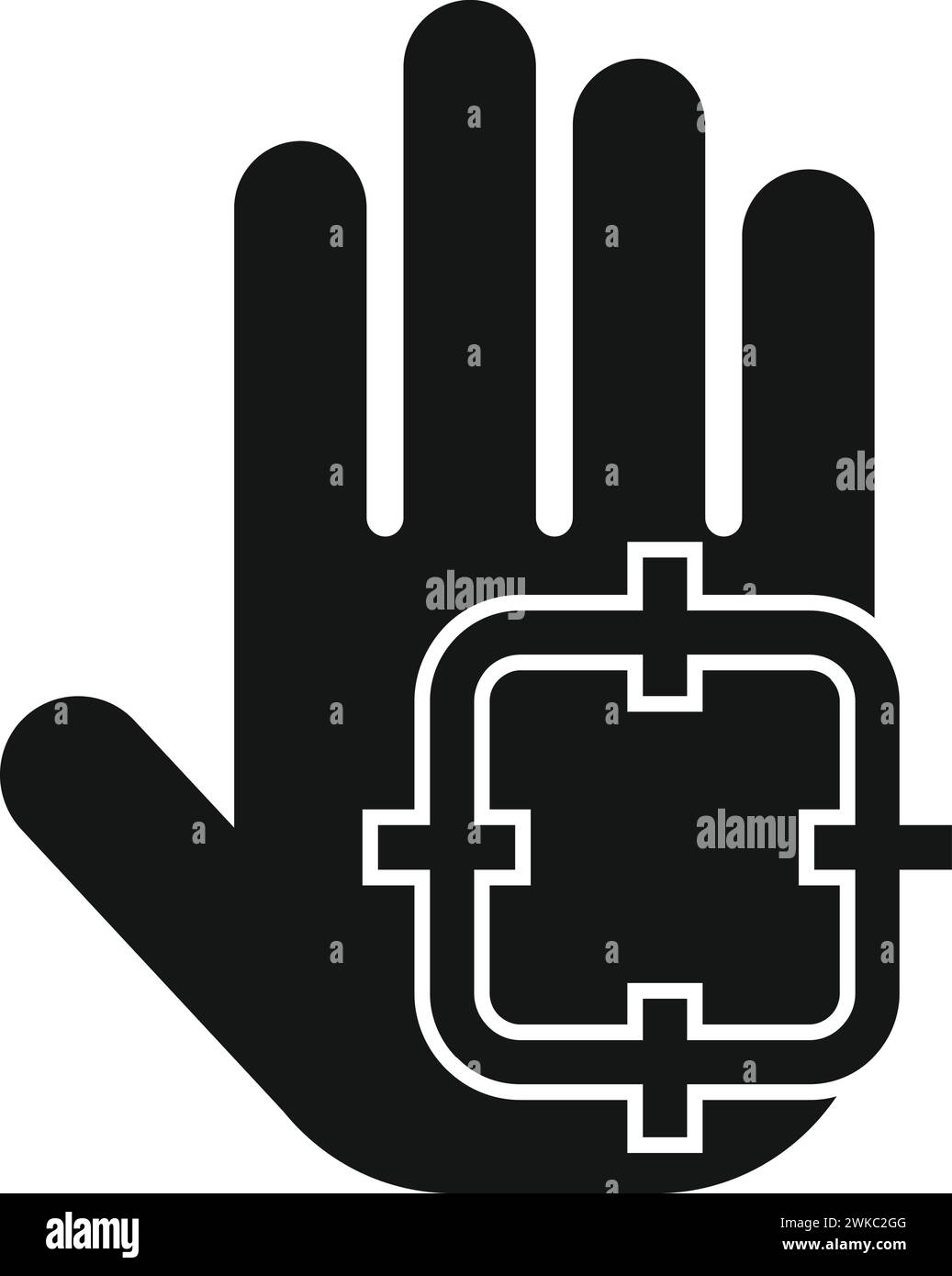 Target palm scanning icon simple vector. Security smart bio ...