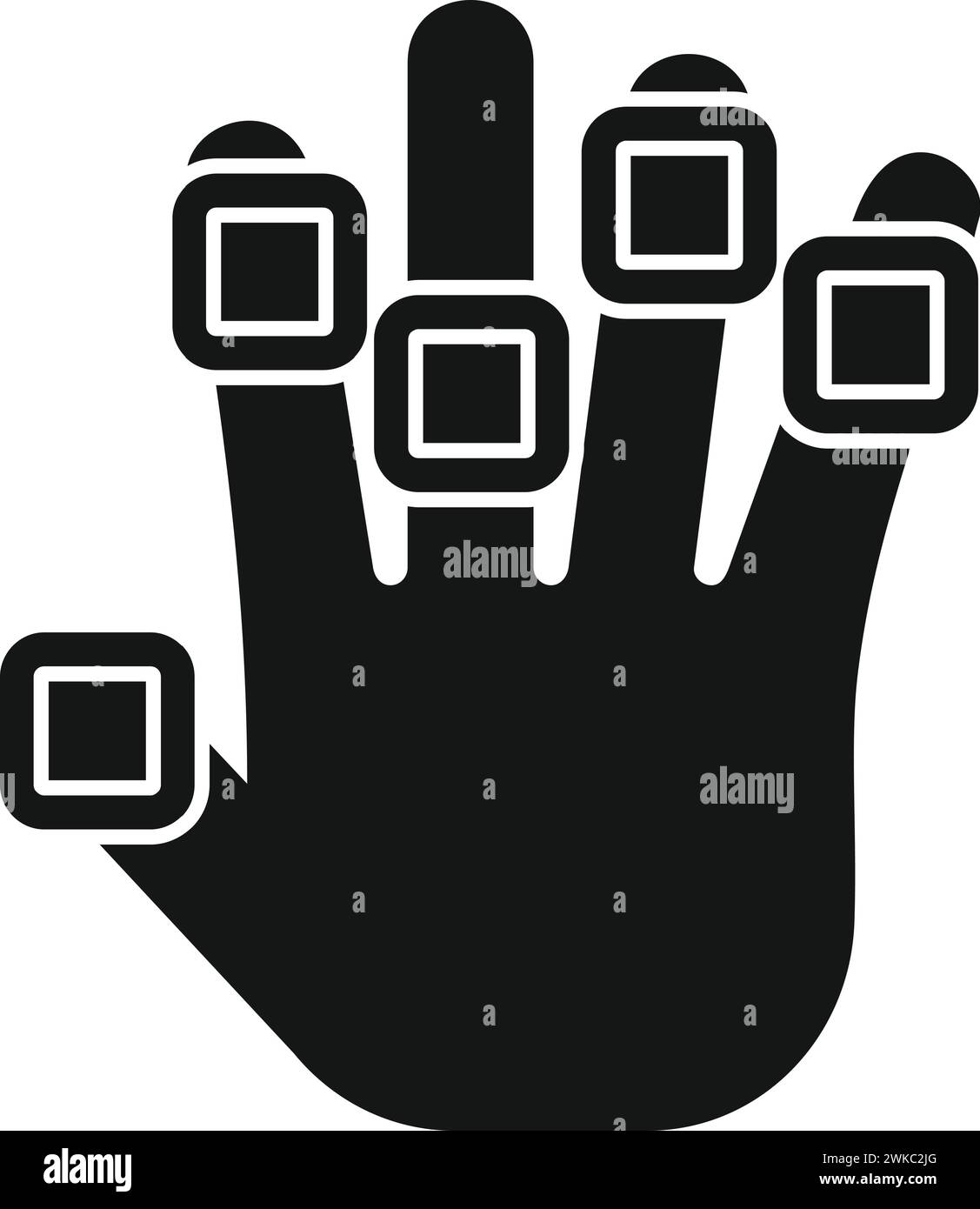 Finger palm scanning icon simple vector. Verification code. Social ...