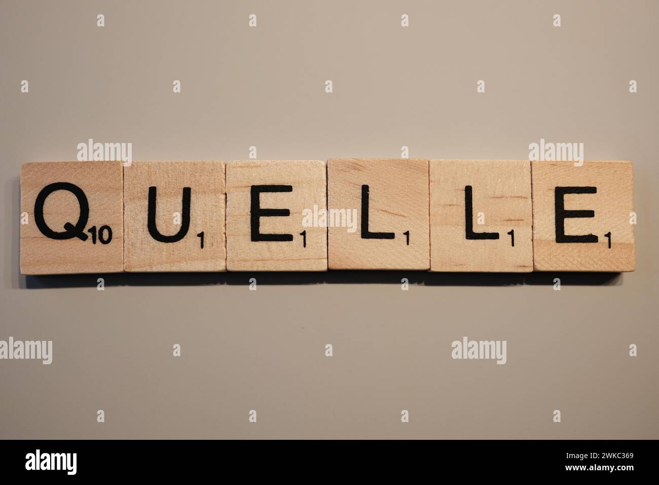 Quelle lettering, wooden letters, North Rhine-Westphalia, Germany Stock ...