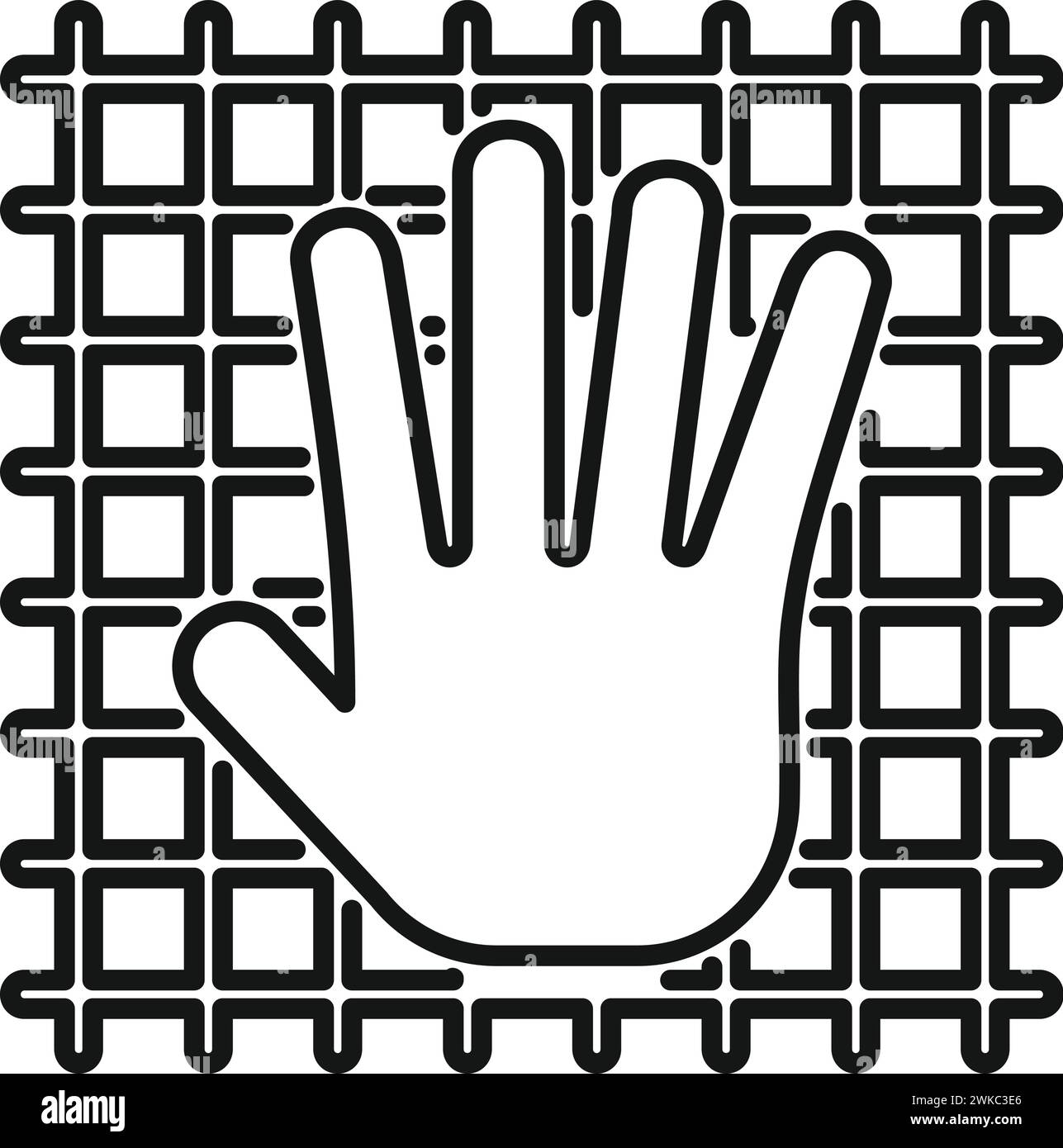 Net Palm Scanning Icon Outline Vector Online Database Code System Social Rec Stock Vector