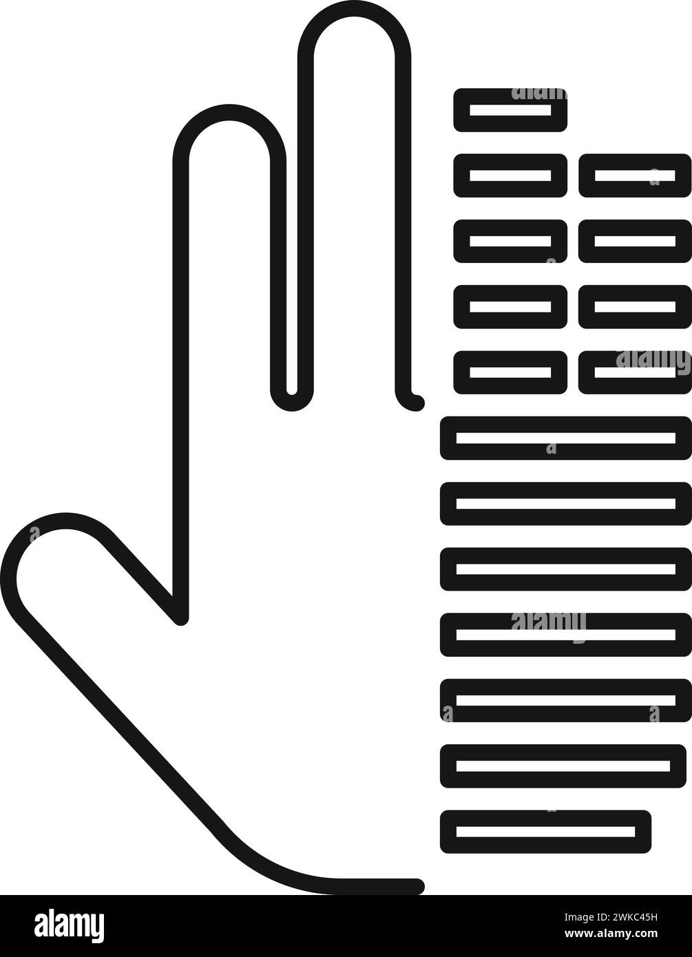Half palm scanning icon outline vector. Database identity. Id scanner ...