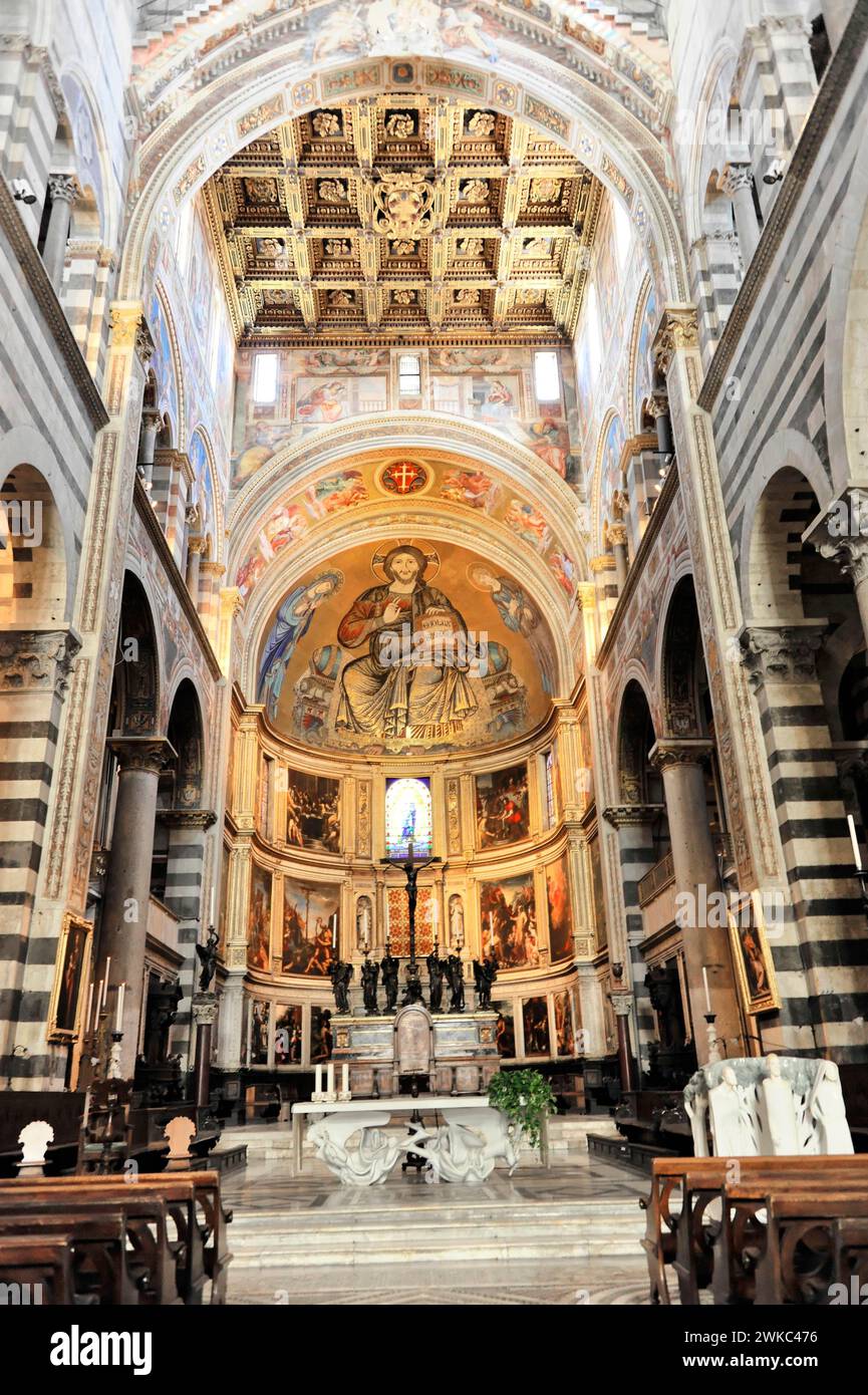 Interior view with altar area, Santa Maria Assunta Cathedral, Pisa ...
