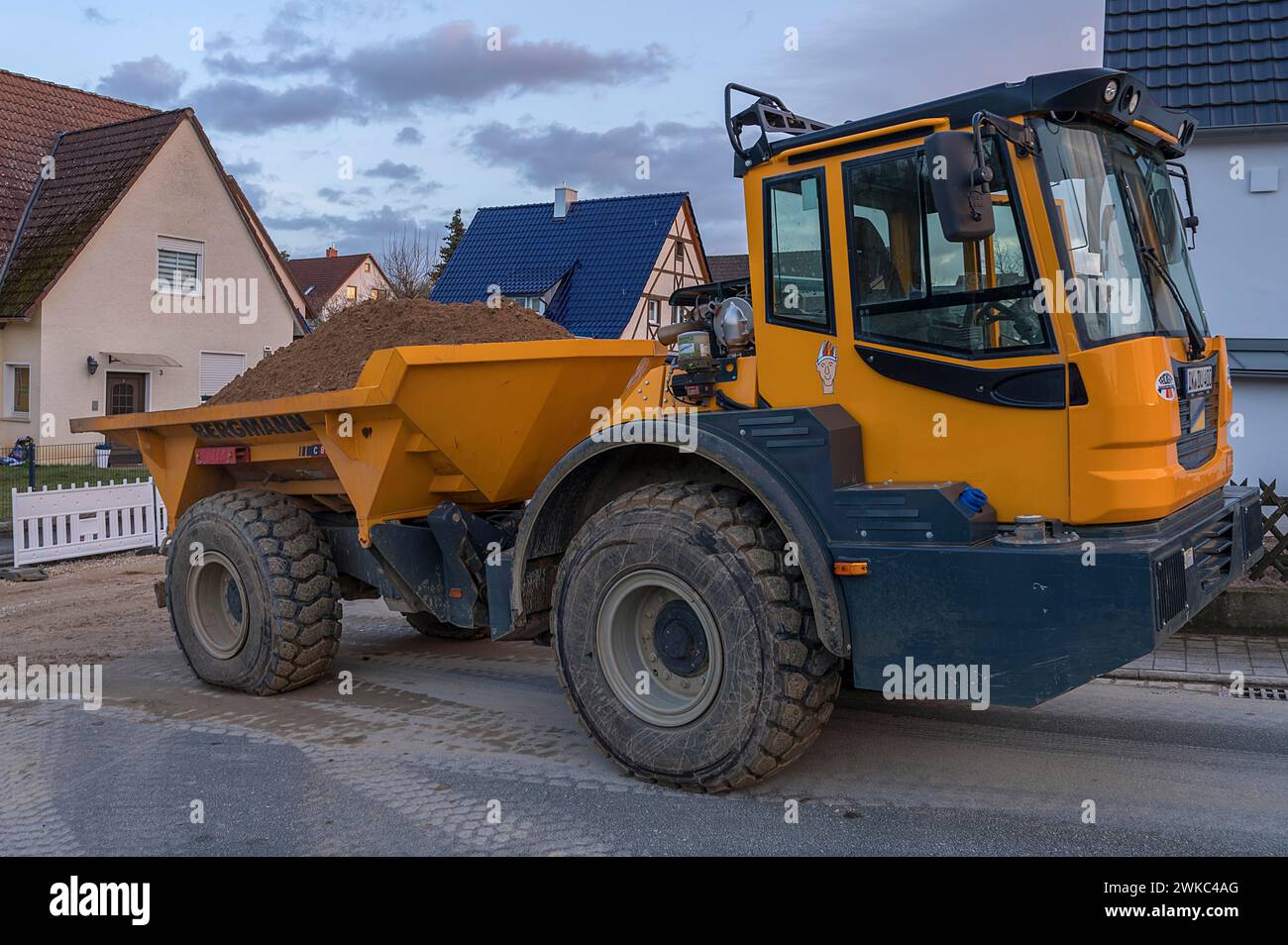 Loaded dump truck on a construction site, Bavaria, Germany Stock Photo ...
