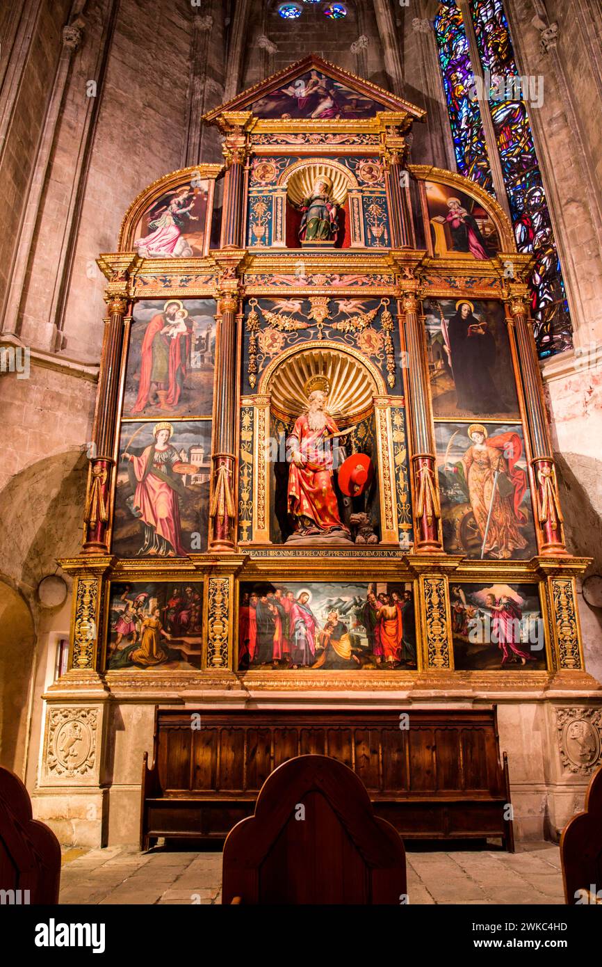 Side altar, interior view, Palma Cathedral, Majorca, Spain Stock Photo ...