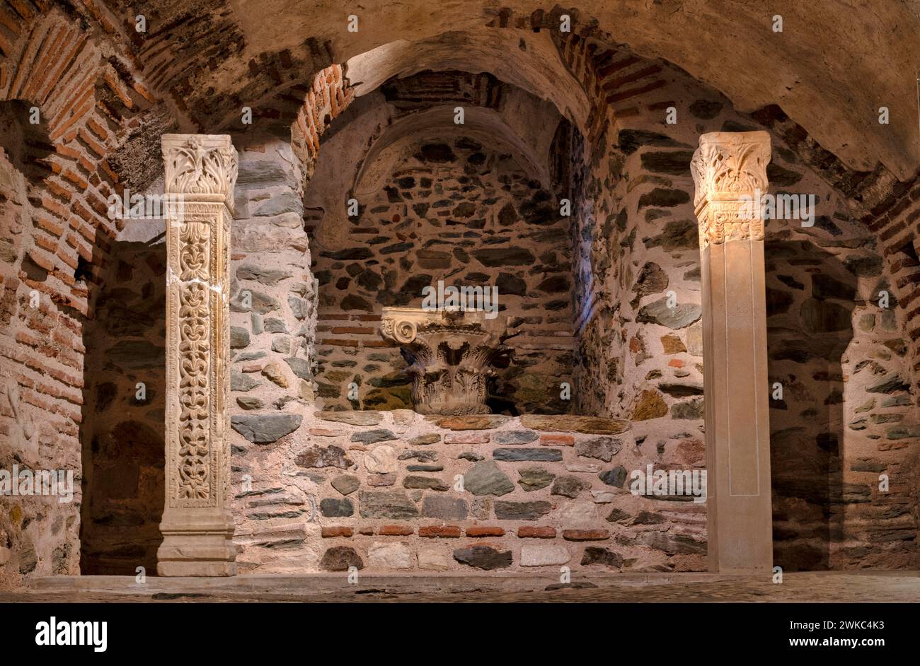 Interior view of the crypt, remains of the Roman baths, Hagios ...