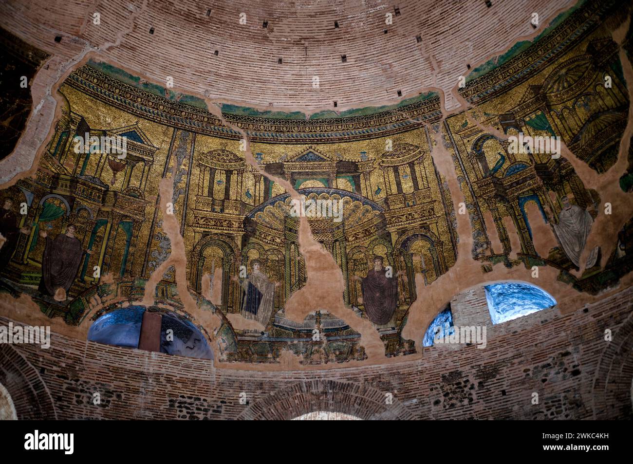 Interior view of Rotonda, rotunda of Galerius, Roman round temple, dome ...