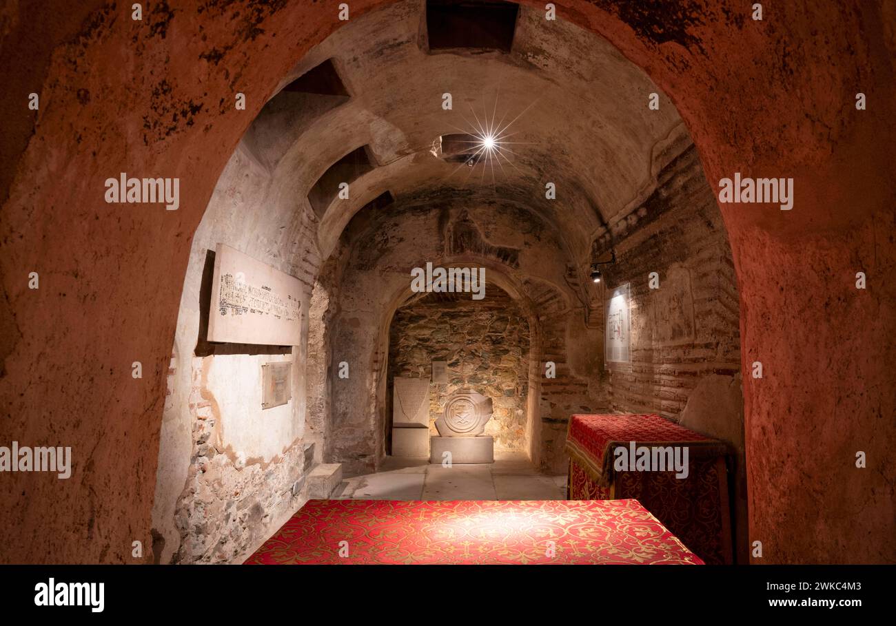 Interior view of the crypt, remains of the Roman baths, Hagios ...