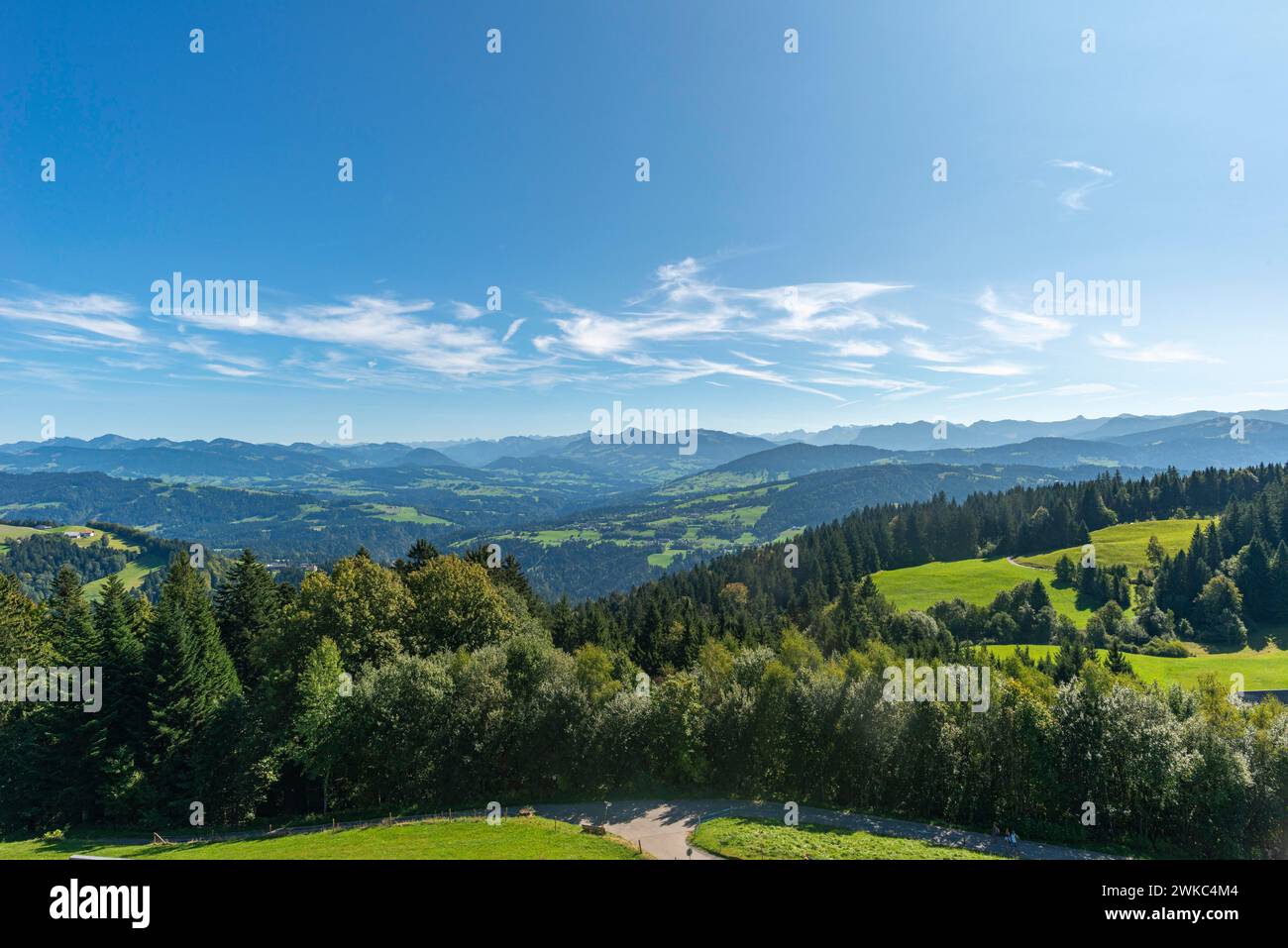 Alpine view from the Pfaender, 1064m, local mountain of Bregenz ...